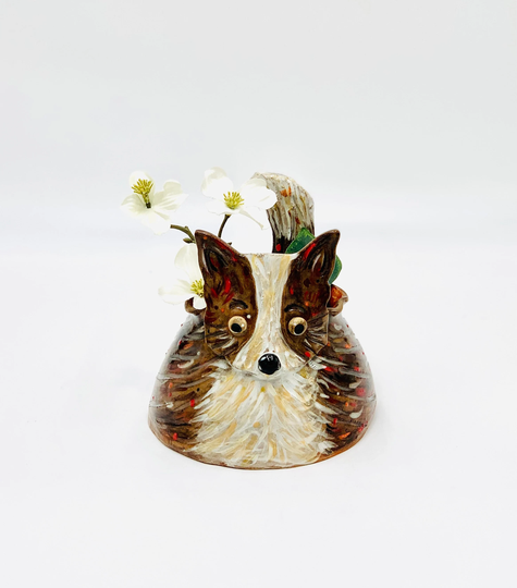 Buy Hand Painted Fox Vase For Succulents in Red Clay Online