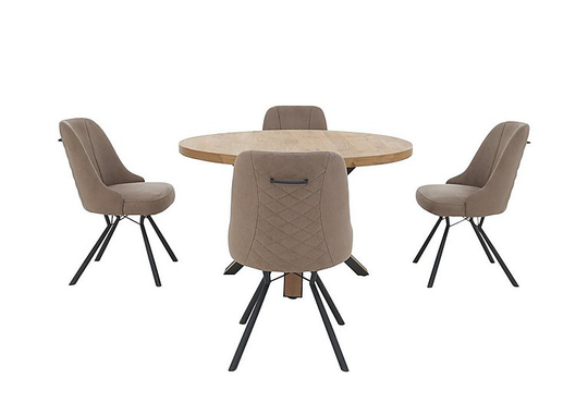 Buy Detroit Round Dining Table and 4 Detroit Dining Chairs - Beige online