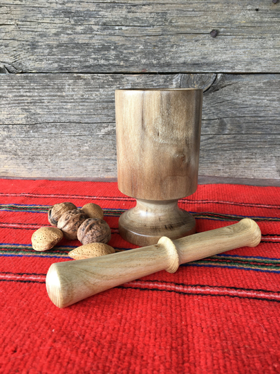 Buy Hand Crafted Rustic Mortar & Pestle Walnut Ash Wood Pestle Pounder ...