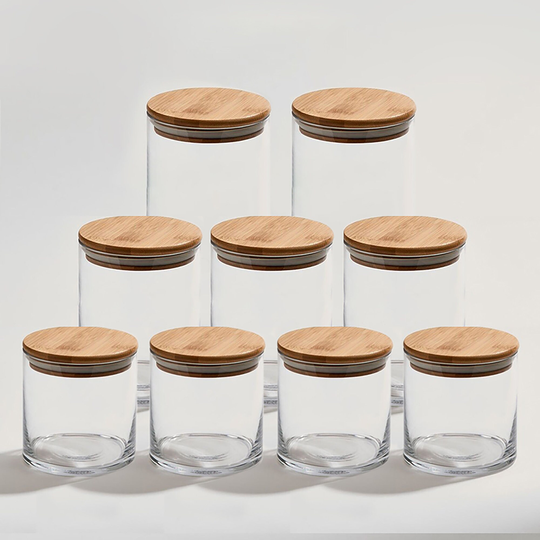 Buy Set Of Nine | Gift Set Glass Jars With Airtight Bamboo Seal Lid Online