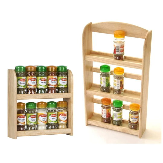Buy 2/3 Tier Wood Spice Holder Stand, Bamboo Rack Kitchen Organizing ...