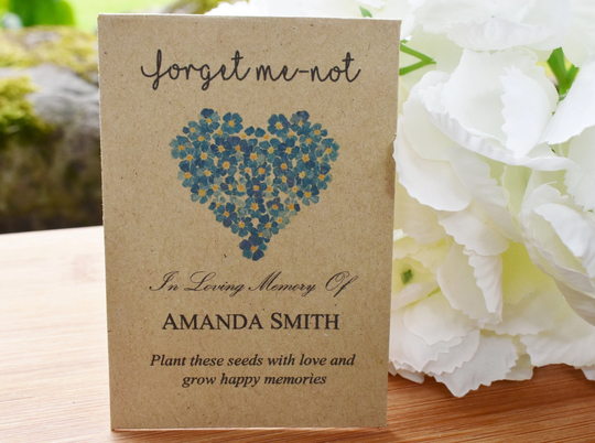 Buy 10 Funeral Favour Personalised Seed Packets Memorial| Forget Me-Not ...