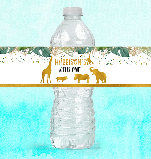 Buy Waterproof Physical Safari Animals Bottle Label, Jungle Water ...