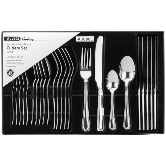 Buy Judge 24 Piece Beaded Cutlery Set 18/10 Stainless Steel Boxed 25 ...