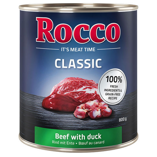 Köp Rocco Classic 12 x 800 g hundfoder Nötkött & anka