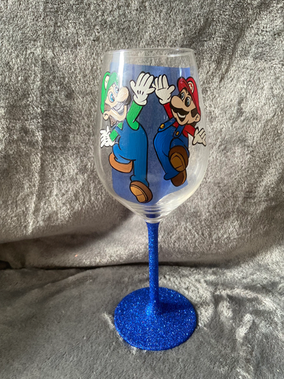 Buy Mario & Luigi Hand Painted Wine Glasses online