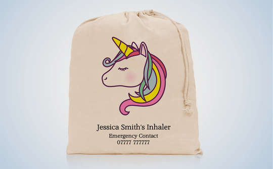 Buy Personalised Unicorn Inhaler Bag - Medicine Spacer Online