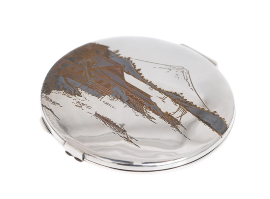 Buy Antique Japanese Silver Powder Compact in Case With Mount Fuji ...