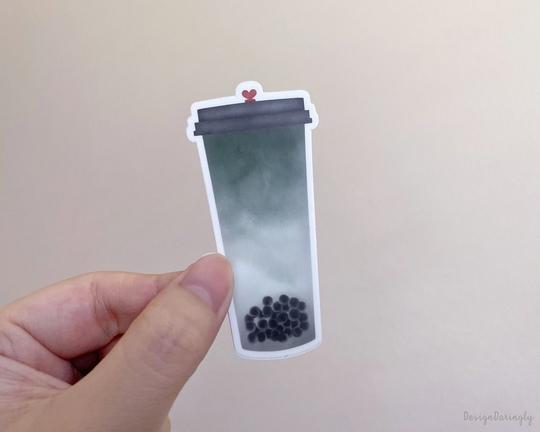 Buy Matcha Milk Tea Boba Sticker, Latte Asian Drink Matte Vinyl Sticker ...