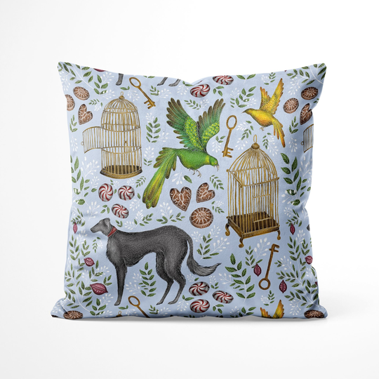 Buy Amsterdam Pattern in Powder Blue Luxury Velvet Cushion Online