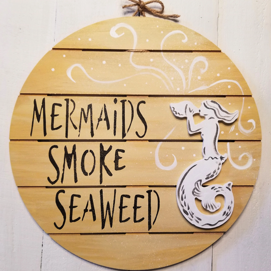 Buy Mermaids Smoke Seaweed Custom Color Sign Round - 12 Inches Across ...
