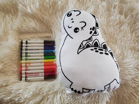 Buy Dinosaur Plush Toy Coloring Set, Color Your Own Toy, Kids Activity ...