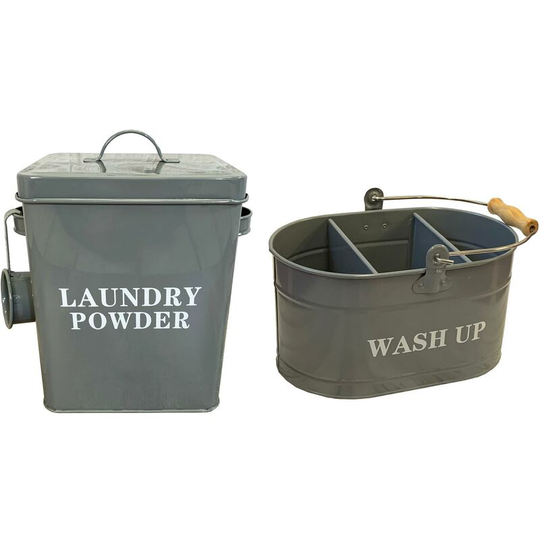 Buy Washing Up Tidy And Laundry Powder Tin In French Grey Online