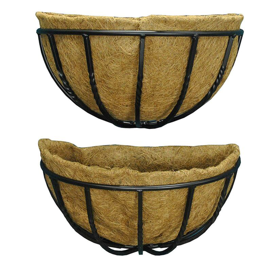 Buy Set of 2 Manor Garden Black Metal Wall Basket Manger Trough Hayrack ...