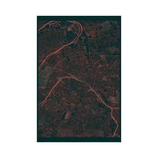 Buy Paris Infrared Urban Blueprint Map by Hubert Roguski - Wrapped ...