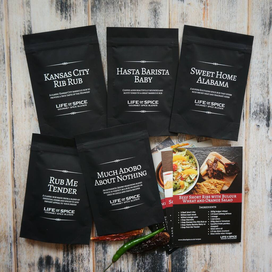 Buy The Famous Five BBQ Rub Collection with Recipe Cards Online