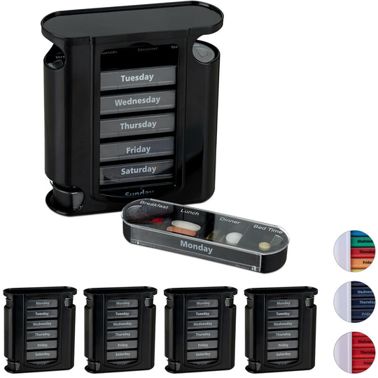 Buy Set of 5 Relaxdays 7-Day Pill Tower, Weekly Medicine Boxes, 4 ...