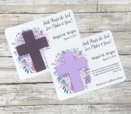 Buy Plantable Seed Paper Cross Watercolor Flowers Baptism Favors Set Of ...