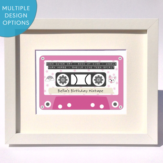 Buy Personalised Mixtape Print, Blue/Grey/Powder Blue Online