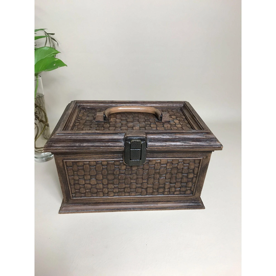 Buy Vintage - Lerner Sewing Box Plastic Faux Wicker No Insert Boho ...