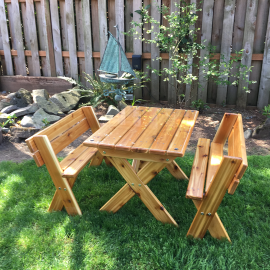Buy Kids' Cedar Picnic Table With Separate Benches For Kids 2 - 7 Years ...