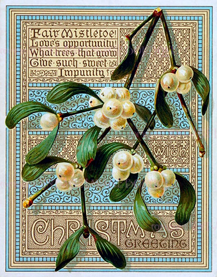 Buy Antique Victorian Medieval Motif With Mistletoe Christmas Season ...