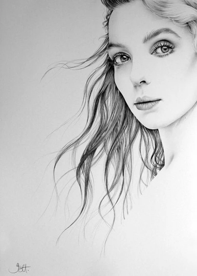 Buy Jodie Comer Original Pencil Drawing Minimalism Fine Art Portrait online