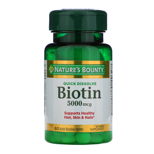 Buy Nature's Bounty, Biotin, 5,000 mcg, 60 Quick Dissolve Tablets Online