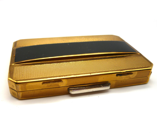 Buy Rectangular Gold & Black Enamel Engine Turned Stratton Powder ...