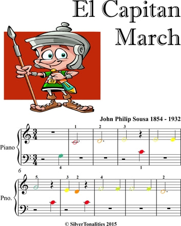 Buy El Capitan March Beginner Piano Sheet Music with Colored Notes online