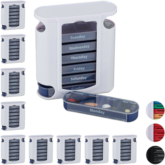 Buy Set of 10 Relaxdays 7-Day Pill Towers, Weekly Medicine Boxes, 4 ...