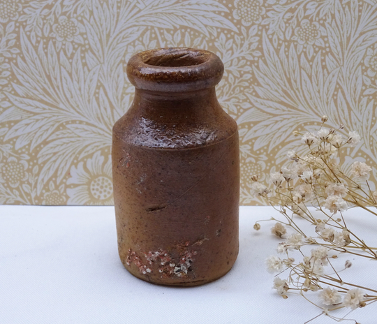 Buy Antique Inkwell, Small Victorian Stoneware Ink Bottle, Salt Glazed ...
