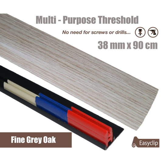 Buy Fine Grey OaK Multi Purpose Threshold Strip 90cm Adhesive Clip ...
