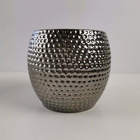 Buy Titanium Silver Dimple Mirrored Planter/House Plant Pot 3 Sizes Online