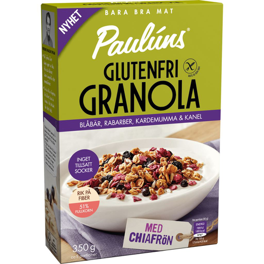 Köp Paulúns Glutenfri Granola med Blåbär 350 g