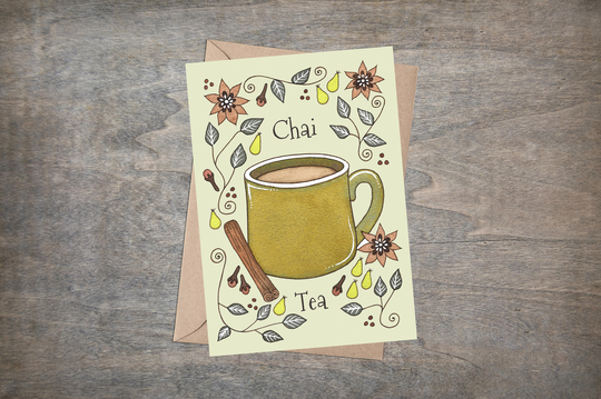 Buy Chai Tea Greetings Card & Envelope - Spiced Cosy Winter Green ...