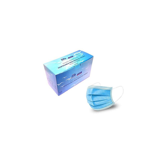 Buy LIFE Healthcare Face Masks 3-ply disposable, Box of 50, UK brand Online