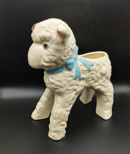 Buy Vintage Hull Pottery Large Ceramic Standing Sheep Planter With Blue ...