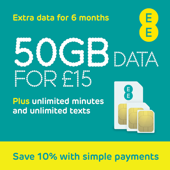 Buy EE Extra Data 50GB Pay as You Go SIM Card online | Jeelabs.com