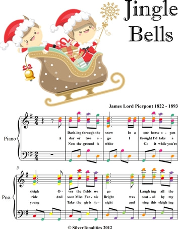 Buy Jingle Bells Easy Intermediate Piano Sheet Music with Colored ...