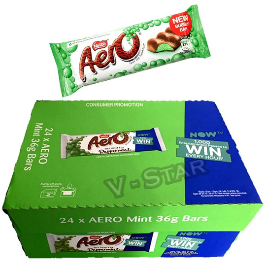 Buy Full Box of Nestle AERO Peppermint Chocolate BAR 24 x 36g Online