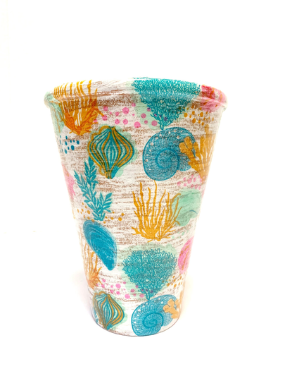 Buy Seashell Decoupaged Flower Pot, Ocean Decor, Seashell Lake House ...