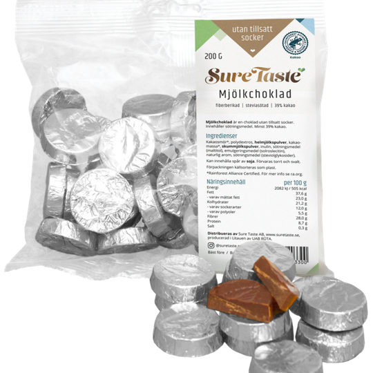 Köp Sure Taste Mynt Mjölkchoklad Silverfolie 200 g