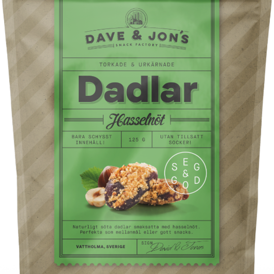 Köp Dave & Jon´s Dadlar Hasselnöt 125 g
