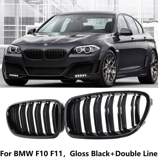 Buy Grille Grill Gloss Black Twin Bar Slat M5 Look For BMW F10 F11 5 ...