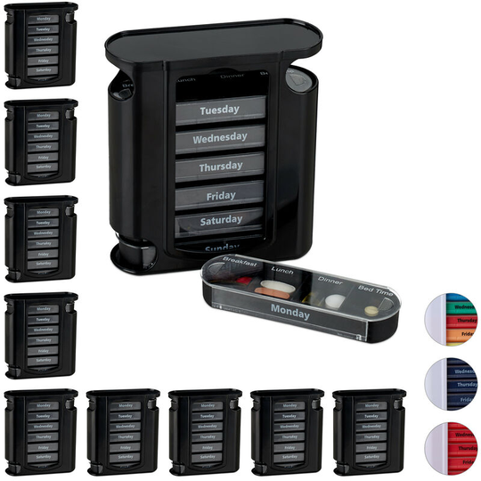 Buy Set of 10 Relaxdays 7-Day Pill Tower, Weekly Medicine Boxes, 4 ...