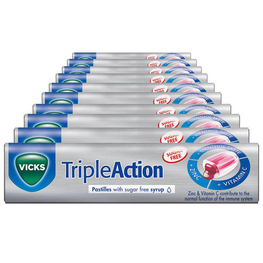 Köp Vicks Triple Action Sugar Free Stick 10-pack Online