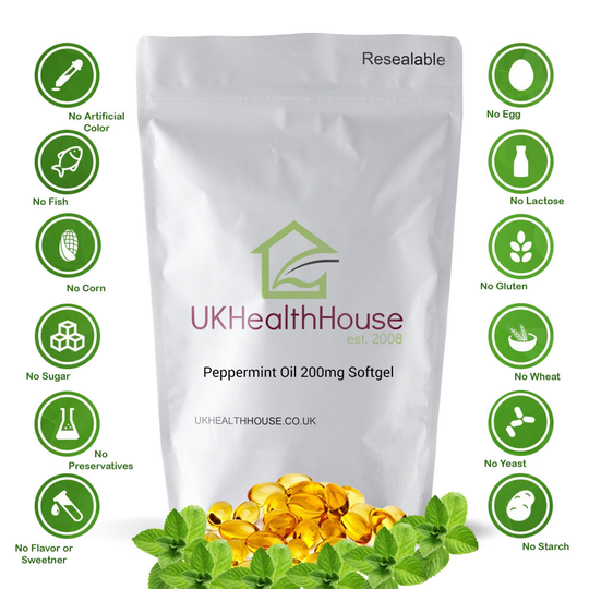 Buy Peppermint Oil Softgels - 200mg Capsules - 360 - Healthy Digestion ...