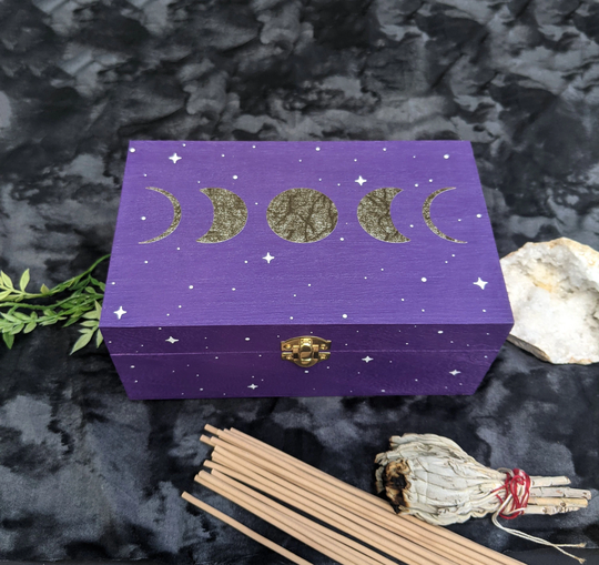 Buy Moon Phase Wood Box, Tarot Card Altar Storage, Witchy Gifts For ...