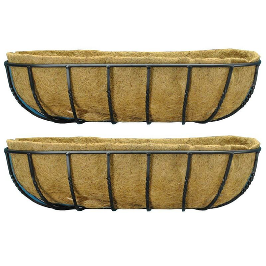 Buy Set of 2 Manor Garden Black Metal Wall Basket Manger Trough ...